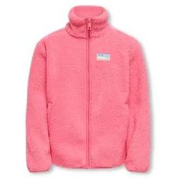 Fleecejacke KIDS Only "KOGEVA LIFE TEDDY JACKET CP OTW NOOS", M&auml;dchen, Gr. 152, pink (pink lemonade), Pl&uuml;sch, Obermaterial: 100% Polyester, unifarben, regular fit normal, elastischer Bund, Jacken Fleecejacke