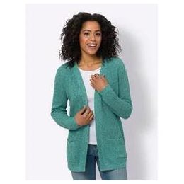 Cardigan Classic Basics, Damen, Gr. 54, gr&uuml;n (smaragd, meliert), 100% Baumwolle, meliert, Strickjacken