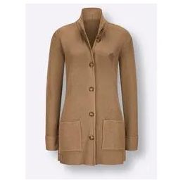 Cardigan Casual Looks, Damen, Gr. 46, camel, 50% Viskose, 28% Polyester, 22% Polyamid, unifarben, Strickjacken