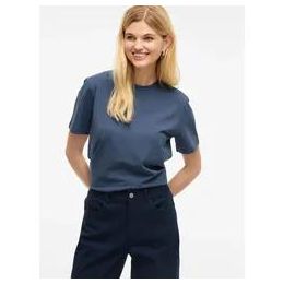 Kurzarmshirt Vila "VINORA S/S T-SHIRT - NOOS", Damen, Gr. XXL, blau (vintage indigo), Jersey, Obermaterial: 96% Baumwolle, 4% Elasthan, unifarben, regular fit normal, Rundhals, Shirts, Baumwollmischung, regular fit