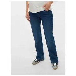 Umstandsjeans MAMALICIOUS "MLEDINA FLARED DB JEANS NOOS", Damen, Gr. 32, L&auml;nge 32, blau (schwarz medium blau denim), Denim/Jeans, Obermaterial: 79% Baumwolle, 20% Polyester, 1% Elasthan, unifarben, Jeans