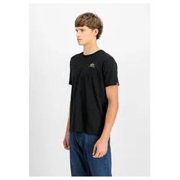 T-Shirt Alpha Industries "Basic T-Shirt SL TPU", Herren, Gr. XS, schwarz (schwarz, shiny gold), Obermaterial: 100% Baumwolle, Shirts T-Shirt
