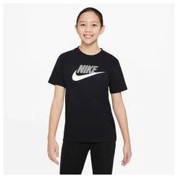 T-Shirt Nike SPORTSWEAR "K NSW TEE FUTURA HBR", Jungen, Gr. M (140/146), schwarz, angeraute Sweatware, Obermaterial: 100% Baumwolle, normal, Rundhals, angesetztes B&uuml;ndchen, Shirts T-Shirt, f&uuml;r Jugendliche, sportlicher Stil, Kurzarm, Rundhalsausschnitt
