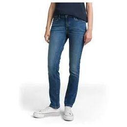 Slim-fit-Jeans Tom Tailor, Damen, Gr. 33, L&auml;nge 32, blau (clean mid stone blau denim), Denim/Jeans, Obermaterial: 99% Baumwolle, 1% Elasthan. Futter: 65% Baumwolle, 35% Polyester, unifarben, slim fit kn&ouml;chellang, Jeans Slim-fit-Jeans, im Five-Pocket Style