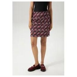 Minirock Aniston CASUAL, Damen, Gr. 40, rot (bordeaux, braun, hellblau, schwarz, rauchblau), Jersey, Obermaterial: 66% Polyester, 33% Viskose, 1% Elasthan, Jacquardmuster, gemustert, figurbetont kniefrei, R&ouml;cke Minirock, mit trendfarbigen, grafischem Retro-Muster