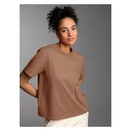 T-Shirt TRIGEMA "TRIGEMA Relaxed Fit T-Shirt", Damen, Gr. XL, braun (haselnuss), Single Jersey, 100% Baumwolle, Basic, Rundhals, Shirts T-Shirt