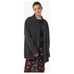 Jeansjacke Noisy may "NMALVA L/S DNM SHACKET AZ387BL NOOS", Damen, Gr. M, schwarz denim, Denim/Jeans, Obermaterial: 100% Baumwolle, unifarben, oversize Po-bedeckend, 1-Knopf-Manschette mit Druckknopf, Jacken Jeansjacke