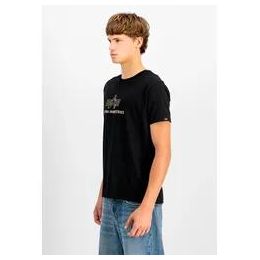 T-Shirt Alpha Industries "Basic Mid Logo TPU T-Shirt", Herren, Gr. XS, schwarz (schwarz, shiny gold), Obermaterial: 100% Baumwolle, Shirts T-Shirt