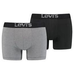 Levi's Boxershorts LEVI'S "LEVIS MEN OPT ILL BOXER BRIEF ORG CO 2P", Herren, Gr. S, grau (grau, schwarz), Obermaterial: 95% Baumwolle, 5% Elasthan, meliert, unifarben, k&ouml;rpernah, Unterhosen, mit breitem Logobund