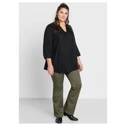 Longbluse sheego, Damen, Gr. 58, schwarz, 100% Viskose, unifarben, Rundhals, Blusen Longbluse