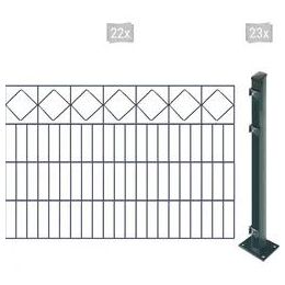 Doppelstabmattenzaun Arvotec "EASY 80 zum Aufschrauben "Karo" mit Zierleiste", grau (anthrazit), H:80cm, Kunststoff, Stahl, Zaunelemente, Zaunh&ouml;he 80 cm, Zaunl&auml;nge 2 - 60 m