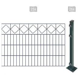 Doppelstabmattenzaun Arvotec "EASY 80 zum Aufschrauben "Karo" mit Zierleiste", grau (anthrazit), H:80cm, Kunststoff, Stahl, Zaunelemente, Zaunh&ouml;he 80 cm, Zaunl&auml;nge 2 - 60 m
