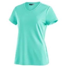 T-Shirt Maier Sports "Trudy", Damen, Gr. 36, blau (hellt&uuml;rkis), 100% Polyester, Rundhals, Shirts T-Shirt, Damen Kurzarmshirt, leichtes Sommer Funktionsshirt, V-Ausschnitt