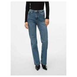 V&eacute;ro Moda High-waist-Jeans VERO MODA "VMTESSA HR WIDE JEANS RA394 GA NOOS", Damen, Gr. 29, L&auml;nge 30, medium blau denim detail:tinted, Denim/Jeans, Obermaterial: 99% Baumwolle, 1% Elasthan, oversize, Jeans High-Waist-Jeans