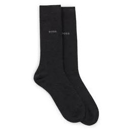 Businesssocken BOSS "2P RS Uni CC", Herren, Gr. 47-50, grau (charcoal 012), Baumwollmischung, unifarben, normal, Socken, mit Markenlogo