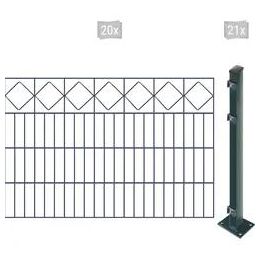 Doppelstabmattenzaun Arvotec "EASY 80 zum Aufschrauben "Karo" mit Zierleiste", grau (anthrazit), H:80cm, Kunststoff, Stahl, Zaunelemente, Zaunh&ouml;he 80 cm, Zaunl&auml;nge 2 - 60 m