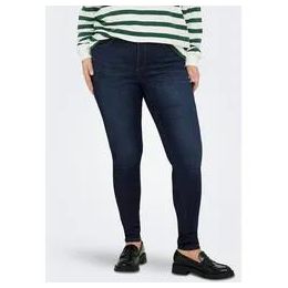 Skinny-fit-Jeans Only CARMAKOMA "CARTHUNDER LIFE P UP REG SK DNM BJ367", Damen, Gr. 54, L&auml;nge 32, blau (dunkelblau denim), Denim/Jeans, Obermaterial: 53% Viskose, 29% Baumwolle, 17% Polyester, 1% Elasthan, unifarben, skinny fit, Jeans