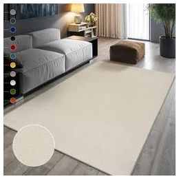 Teppich Sanat "UNI , auch als L&auml;ufer- und Rundgr&ouml;&szlig;en erh&auml;ltlich", beige (creme), B:80cm H:13mm L:200cm, Kunstfaser, Teppiche, Teppich, robuster Kurzflorteppich, gro&szlig;e Farbauswahl, Wohnzimmer, alle R&auml;ume
