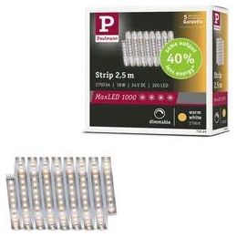 Paulmann LED-Streifen "MaxLED 1000 LED Strip Warmwei&szlig; Einzelstripe", silber (silberfarben), Dioden 320 Stk., Gesamtl&auml;nge 2,5m, Lichterketten, LED-Streifen