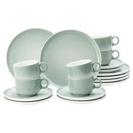 Kaffeeservice Seltmann Weiden "Sento Home, Geschirr-Set, 18-teilig", aura mint, 18 Stk., Porzellan, Geschirr-Sets, Kaffeeservice, harmonisch geschwungene Form