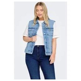 Jeansweste Only CARMAKOMA "CARWESPA WEST DNM PIM619 NOOS", Damen, Gr. 42, blau (light blau denim), Denim/Jeans, Obermaterial: 79% Baumwolle, 20% Polyester, 1% Elasthan, unifarben, regular fit normal, Westen