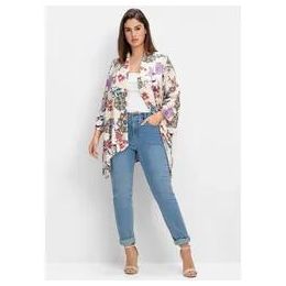 Longbluse sheego BY JOE BROWNS, Damen, Gr. 44/46, sanftes wei&szlig;, gemustert, 100% Viskose, gebl&uuml;mt, gemustert, Blusen Longbluse