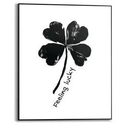 Poster Reinders "Feeling Lucky", schwarz-wei&szlig; (farbe bild(er): schwarz, wei&szlig;), B:40cm H:50cm T:1,6cm, Bilder, Poster, K&uuml;che - Vierbl&auml;ttriges Kleeblatt - Schwarz-Wei&szlig; - MDF - Spr&uuml;che