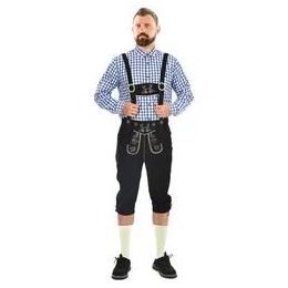 Trachtenlederhose Alessandro Salvarini "ASSeppl", Herren, Gr. 52, Normalgr&ouml;&szlig;en, schwarz, 100% Rindsleder, Hosen, Lederhose aus Echtleder mit Tr&auml;ger im traditionellen Stil