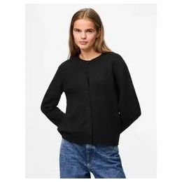 Strickjacke Pieces "PCMALOU LS KNIT CARDIGAN NOOS BC", Damen, Gr. L, schwarz, Strick, Obermaterial: 65% Polyester, 17% Polyacryl, 10% Nylon, 5% Wolle, 3% Elasthan, unifarben, slim fit taillenbedeckt, Rundhals, Strickjacken Strickjacke, Materialmix, slim fit