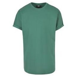 T-Shirt Urban Classics "Urban Classics Herren Long Shaped Turnup Tee", Damen, Gr. M, leaf, 100% Baumwolle, unifarben, loose fit, Rundhals, Shirts T-Shirt