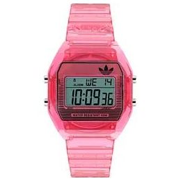 Digitaluhr Adidas ORIGINALS "DIGITAL TWO CRYSTAL", transparent (pink (transparent)), Armbanduhren, Damen, Digitaluhr, Quarzuhr, Armbanduhr, Herrenuhr, Damenuhr, Resinarmband