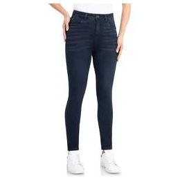 High-waist-Jeans WONDERJEANS "Skinny", Damen, Gr. 40, L&auml;nge 28, blau (dunkelblau light used), Denim/Jeans, Obermaterial: 65% Baumwolle, 29% Polyester, 6% Elasthan, Abriebeffekte, skinny fit normal, Jeans High-Waist-Jeans, in k&ouml;rperbetonter Passform