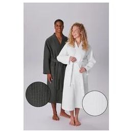 Unisex-Bademantel OTTO HOME "Inga, Waffelpiqu&eacute;, leicht, ideal f&uuml;r Sauna & Spa, Hotelbademantel" Gr. L, wei&szlig;, L:125cm, Baumwolle, Hausm&auml;ntel, kleines Packma&szlig;, Taschen, Damen & Herren, S-3XL, Morgenmantel