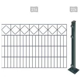 Doppelstabmattenzaun Arvotec "EASY 80 zum Aufschrauben "Karo" mit Zierleiste", grau (anthrazit), H:80cm, Kunststoff, Stahl, Zaunelemente, Zaunh&ouml;he 80 cm, Zaunl&auml;nge 2 - 60 m