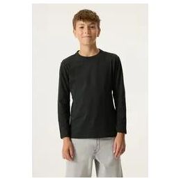Langarmshirt Garcia, Jungen, Gr. 128/134, schwarz, Jersey, Obermaterial: 95% Baumwolle, 5% Elasthan, unifarben, regular fit normal, Rundhals, gerader Abschluss, Shirts Langarmshirt, for BOYS