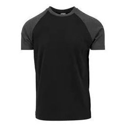 T-Shirt Urban Classics "Urban Classics Herren Raglan Contrast Tee", Damen, Gr. S, schwarz, charcoal, 100% Baumwolle, mehrfarbig, normal, Rundhals, Shirts T-Shirt