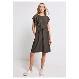 Sommerkleid Street One, Damen, Gr. 36, EURO-Gr&ouml;&szlig;en, braun (nomad braun), Stoff, 88% Viskose, 12% Polyamid, unifarben, normal knielang, Rundhals, abgesteppt, Kleider Sommerkleid, in Unifarbe