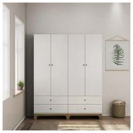 Kleiderschrank OTTO HOME "Oslo Schlafzimmerschrank Garderobe wei&szlig; Landhaus", wei&szlig;, B:160cm H:200cm T:52cm, FSC-zertifizierter Holzwerkstoff, Schr&auml;nke, Kleiderschrank, Schlafzimmerschrank mit 4 T&uuml;ren und 4 Schubladen, Breite 160cm