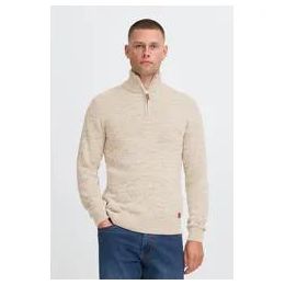 Troyer Blend "BHDanni", Herren, Gr. L, bone wei&szlig;, Grobstrick, 70% Baumwolle (Recycled), 30% Polyester (Recycled), meliert, normal normal, hoch geschlossener Ausschnitt, Pullover Troyer, Klassischer Troyer mit Rei&szlig;verschluss