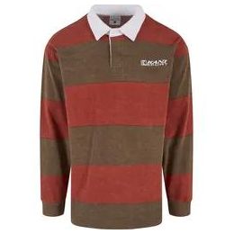 Poloshirt Karl Kani "Karl Kani Karl Kani Og Sport Rugby Shirt", Damen, Gr. XL, schwarzbraun, rot, 100% Baumwolle, gestreift, normal, amerikanischer Ausschnitt, Shirts