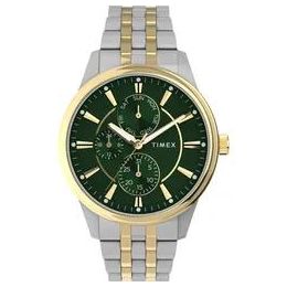 Multifunktionsuhr Timex "CHICAGO", gold (edelstahlfarben, goldfarben), Armbanduhren, Damen, Quarzuhr, Armbanduhr, Herrenuhr, Edelstahlarmband, Datum, Leuchtzeiger