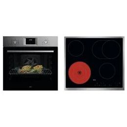 AEG Backofen-Set "HH25BSM", Energieeffizienz: A+ (A+++-D), schwarz, Herdsets, Glaskeramikkochfeld, autarker Backofen, mit Timer-Funktion