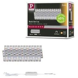 Paulmann LED-Streifen "MaxLED 500 LED Strip Warmwei&szlig; Basisset", silber (silberfarben), Dioden 320 Stk., Gesamtl&auml;nge 5m, Lichterketten, LED-Streifen