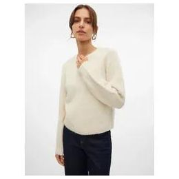 V&eacute;ro Moda Strickpullover VERO MODA "VMNOVAH LS O-NECK PULLOVER GA NOOS", Damen, Gr. M, birch, Strick, Obermaterial: 70% Polyester, 21% Nylon, 8% Wolle, 1% Elasthan, unifarben, regular fit taillenbedeckt, Rundhals, Pullover Strickpullover