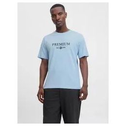 Jack & Jones T-Shirt JACK & JONES "JPRBLACHARLES SS TEE FST", Damen, Gr. M, chambray blau, Jersey, Obermaterial: 100% Baumwolle, bedruckt, regular fit, Rundhals, Shirts T-Shirt