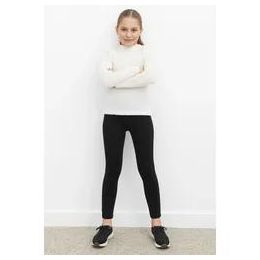 Leggings happy girls, M&auml;dchen, Gr. 164, N-Gr, schwarz, Jersey, Obermaterial: 95% Baumwolle, 5% Elasthan, unifarben, skinny fit kn&ouml;chellang, Hosen Leggings, in Basic-Form
