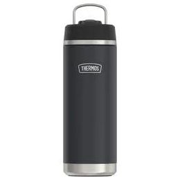 Isolierflasche Thermos "ICON WATER BOTTLE, Edelstahlk&ouml;rper, sp&uuml;lmaschinenfest", graphite mat, H:24,4cm, Edelstahl, Kunststoff, Silikon, Tritan, Trinkflaschen, Isolierflasche, 0,71l, 12h kalt, schappsicher mit einklappbarem Flip-Strohalm