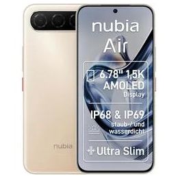 NUBIA Smartphone "Air 256GB", Energieeffizienz: B (A-G), gold (titanium desert), 256 GB, Mobiltelefone