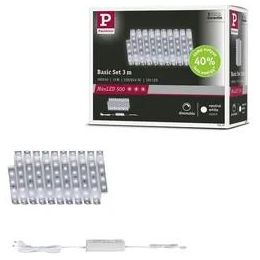 Paulmann LED-Streifen "MaxLED 500 LED Strip Neutralwei&szlig; Basisset", silber (silberfarben), Dioden 192 Stk., Gesamtl&auml;nge 3m, Lichterketten, LED-Streifen