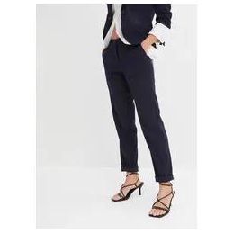 Anzughose bonprix, Damen, Gr. 44, N-Gr, blau (dunkelblau), Web, Obermaterial: 76% Polyester, 22% Viskose, 2% Elasthan, gepflegt, unifarben, slim fit lang, Hosen Anzughose, Slim fit Passform, mit Stretchanteil, mit B&uuml;gelfalte
